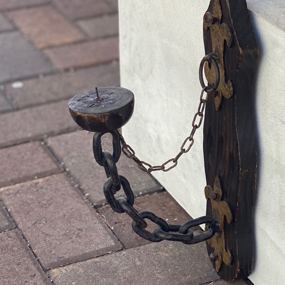 Vintage | Accents | 2 Vtg Medieval Wooden Metal Candle Wall Sconce ...